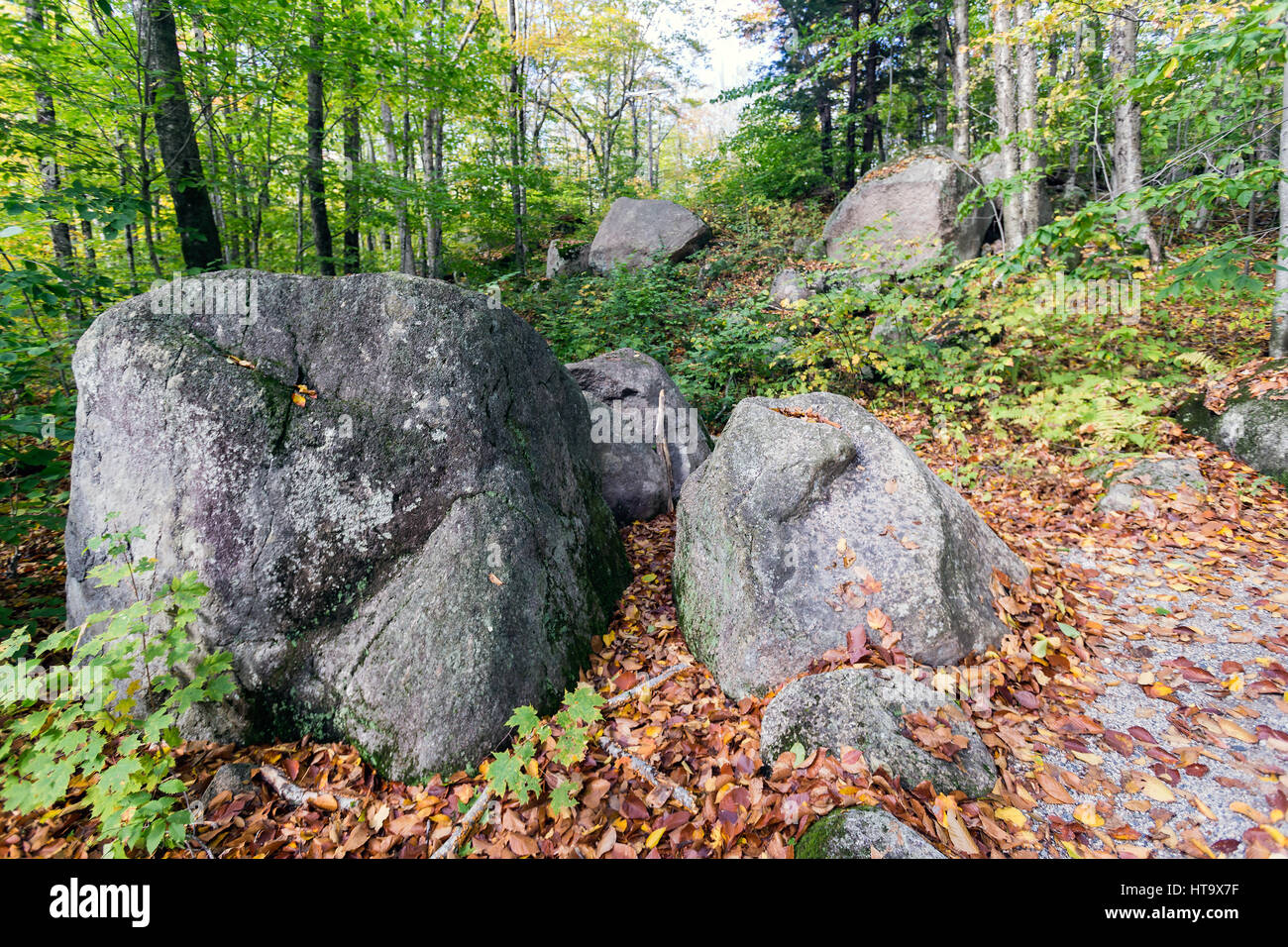Glacial boulders in Franconia notch state park, new hampshire, usa ...