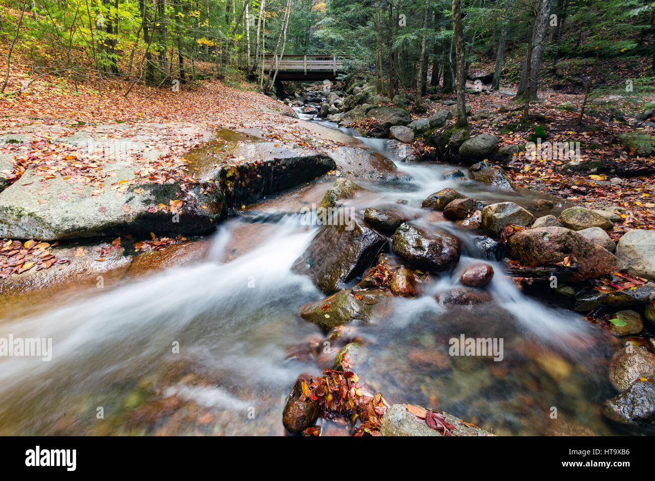 water stream and falls in franconia notch state park, new hampshire ...