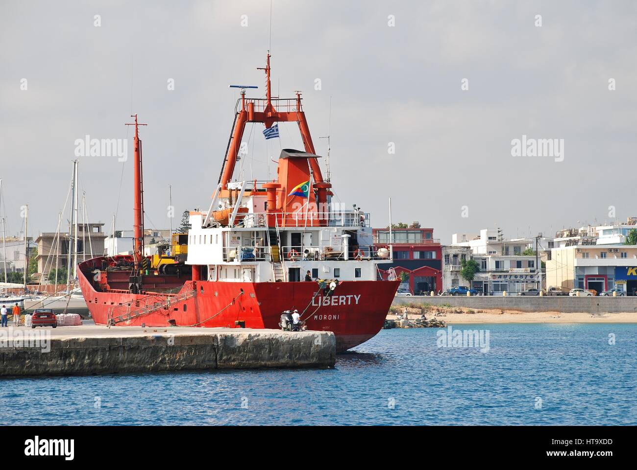 Bulk cargo ship Liberty moored at Rhodes Town on Rhodes island in ...