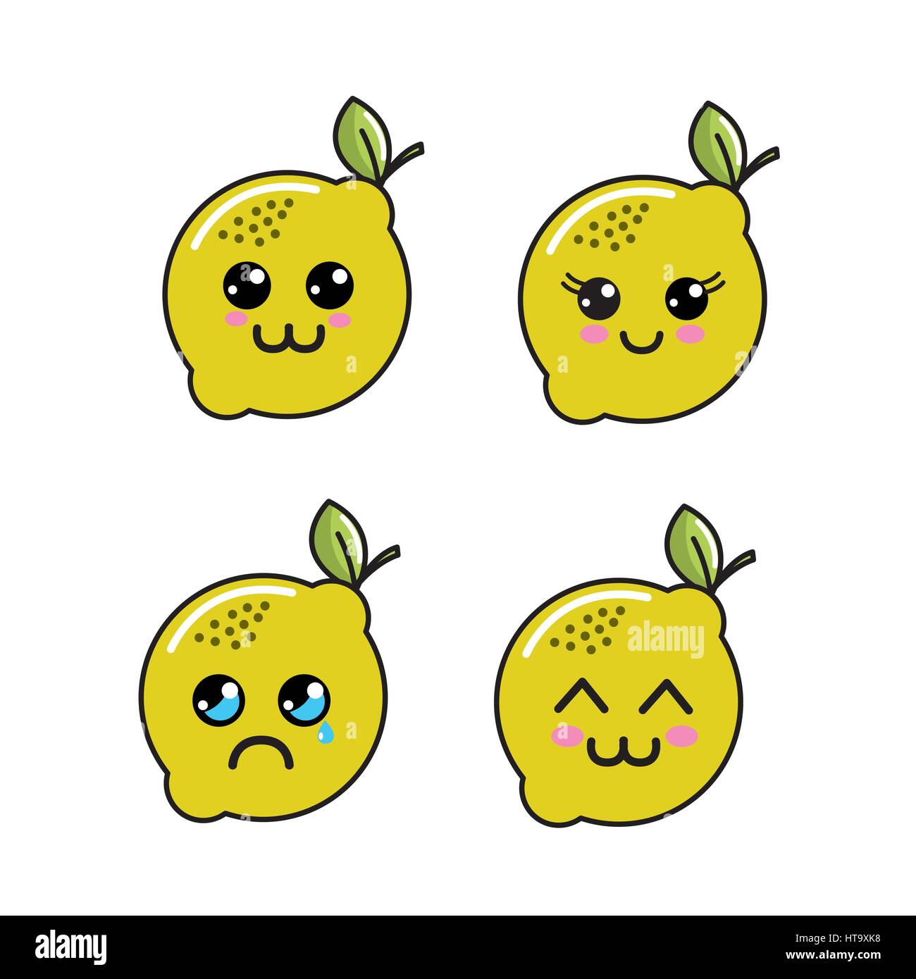 kawaii lemon diferents faces icon Stock Vector Image & Art - Alamy