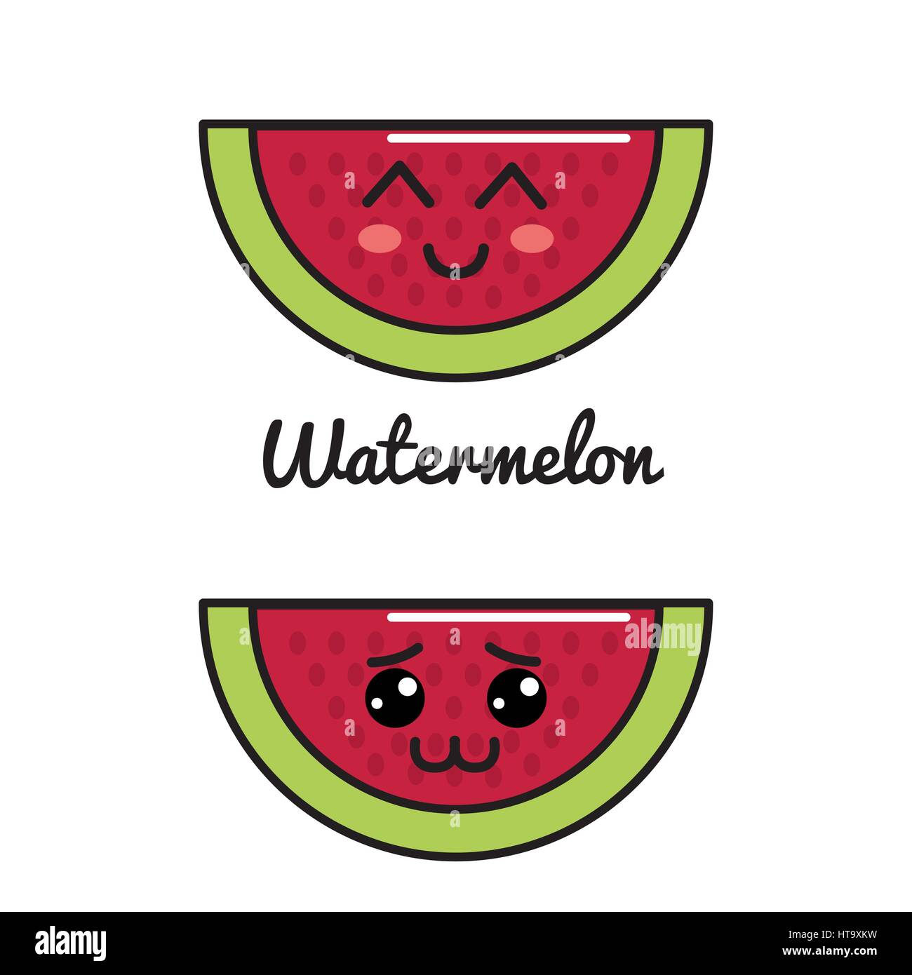 emblem kawaii happy and shy watermelon icon Stock Vector Image & Art ...