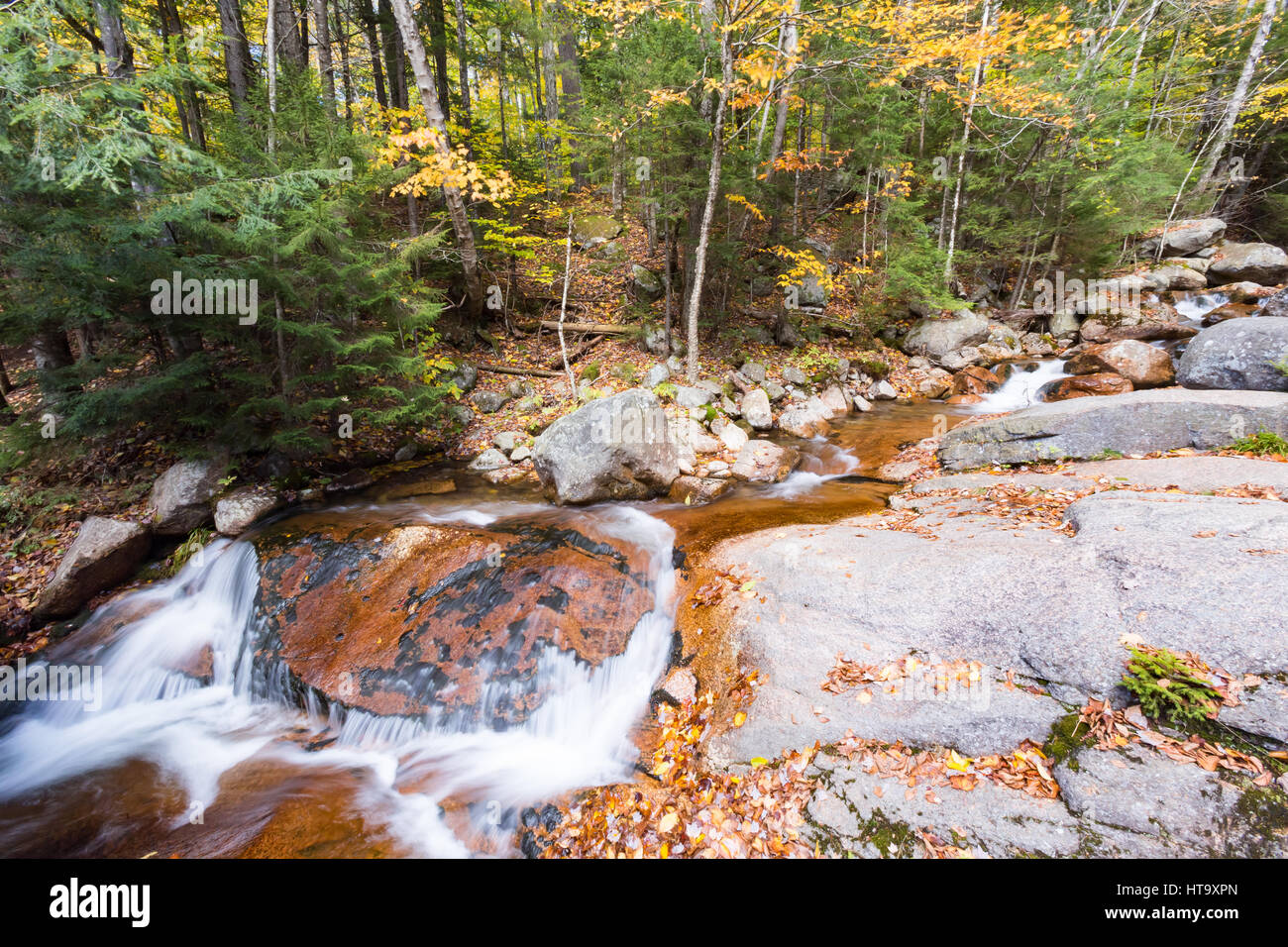 water stream and falls in franconia notch state park, new hampshire ...