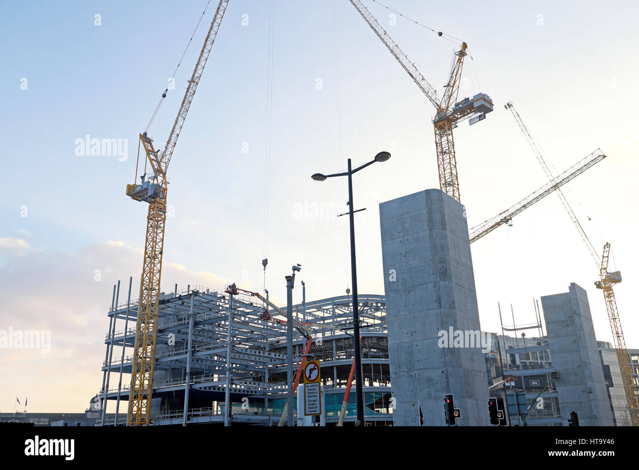 Cardiff construction site cranes regeneration redevelopment development ...