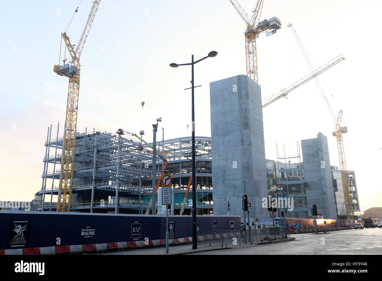 BBC building under construction at Central Square in Cardiff City ...