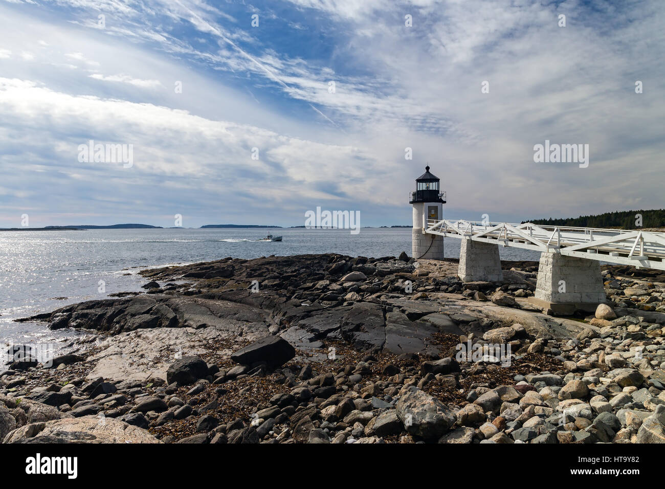 Marshall Point lighthouse in Port Clyde, Maine. This lighthouse is ...