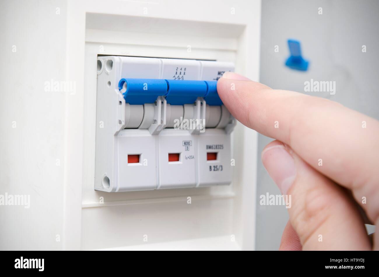 Finger switches automatic fuse. Electric equipment close up Stock Photo ...