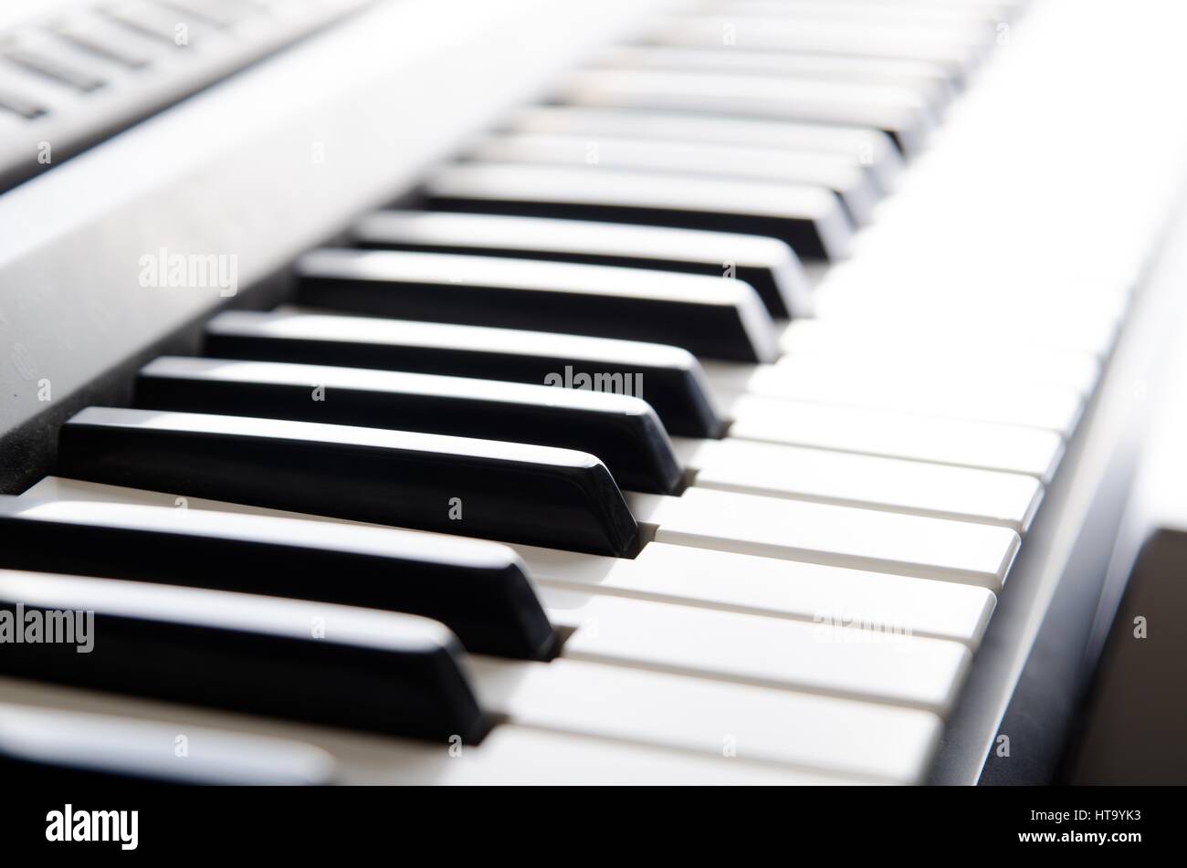 Piano keys of electronic keyboard instrument. Close up photo Stock ...