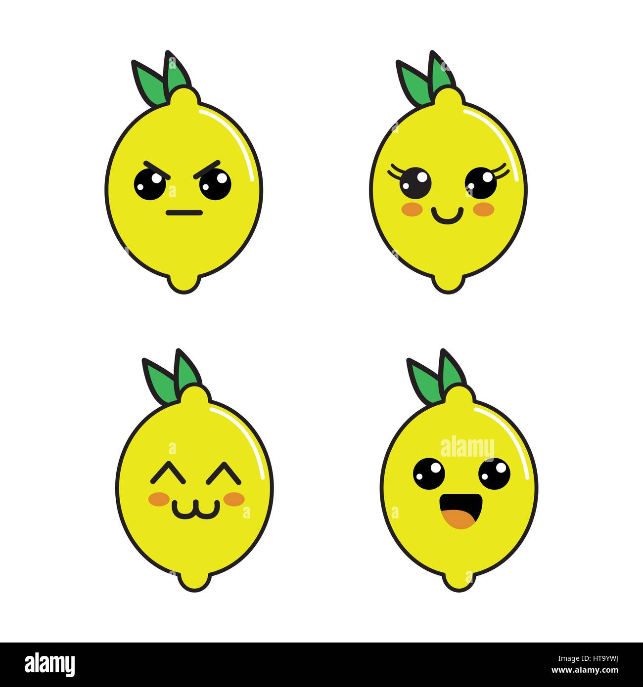 kawaii lemon diferents faces icon Stock Vector Image & Art - Alamy