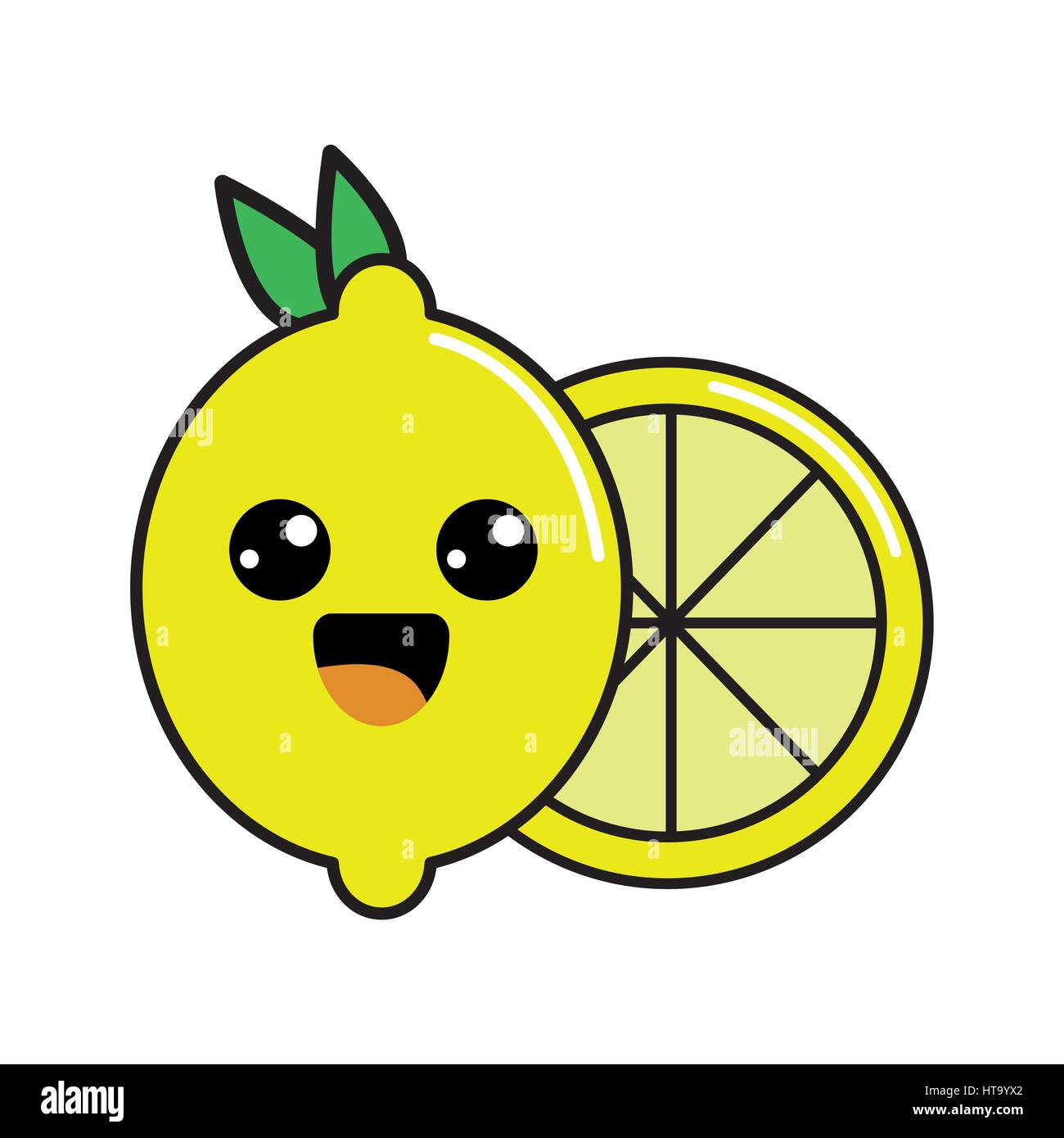color kawaii happy lemon icon Stock Vector Image & Art - Alamy