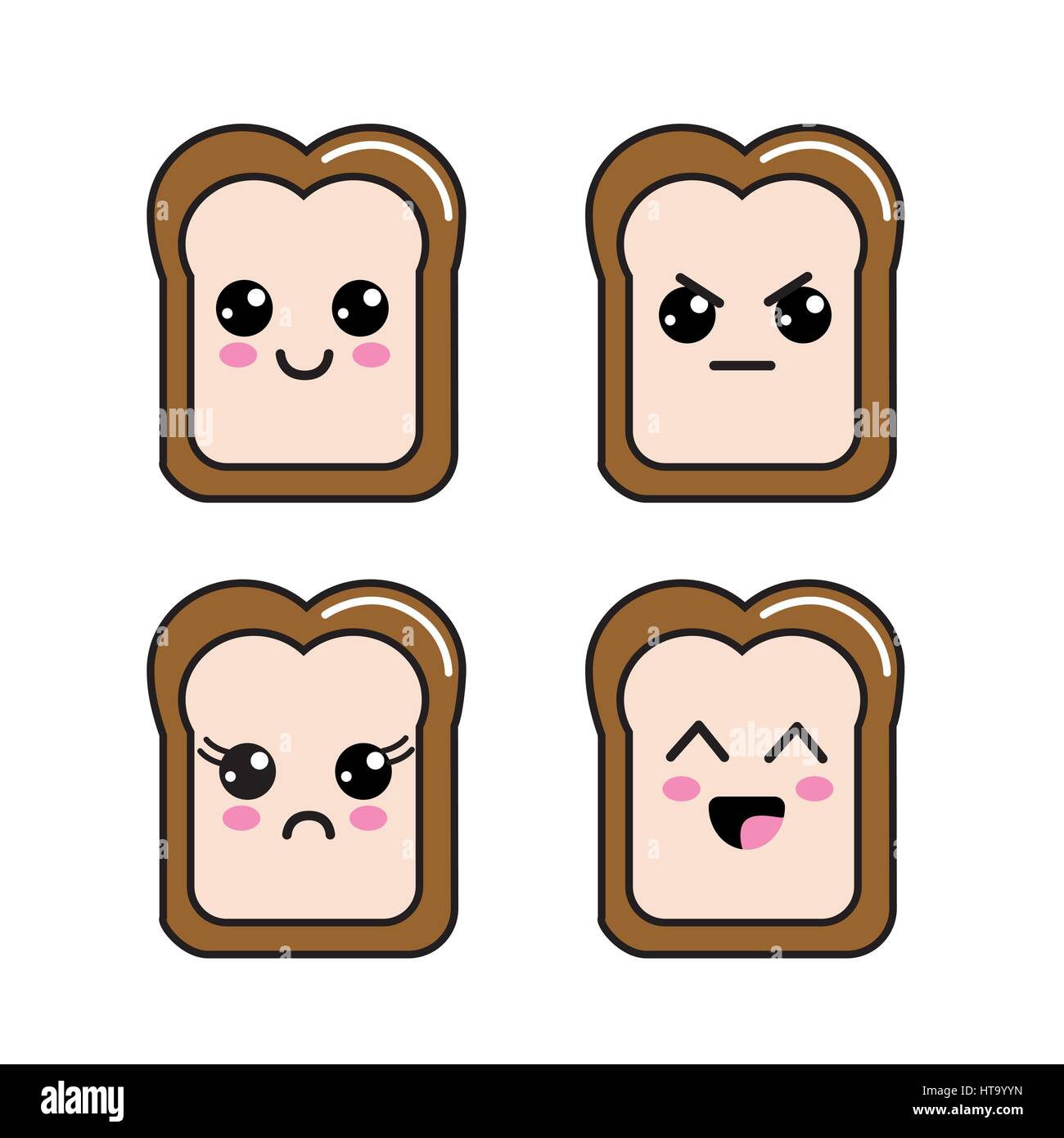 Kawaii cute happy bread icon Cut Out Stock Images & Pictures - Alamy