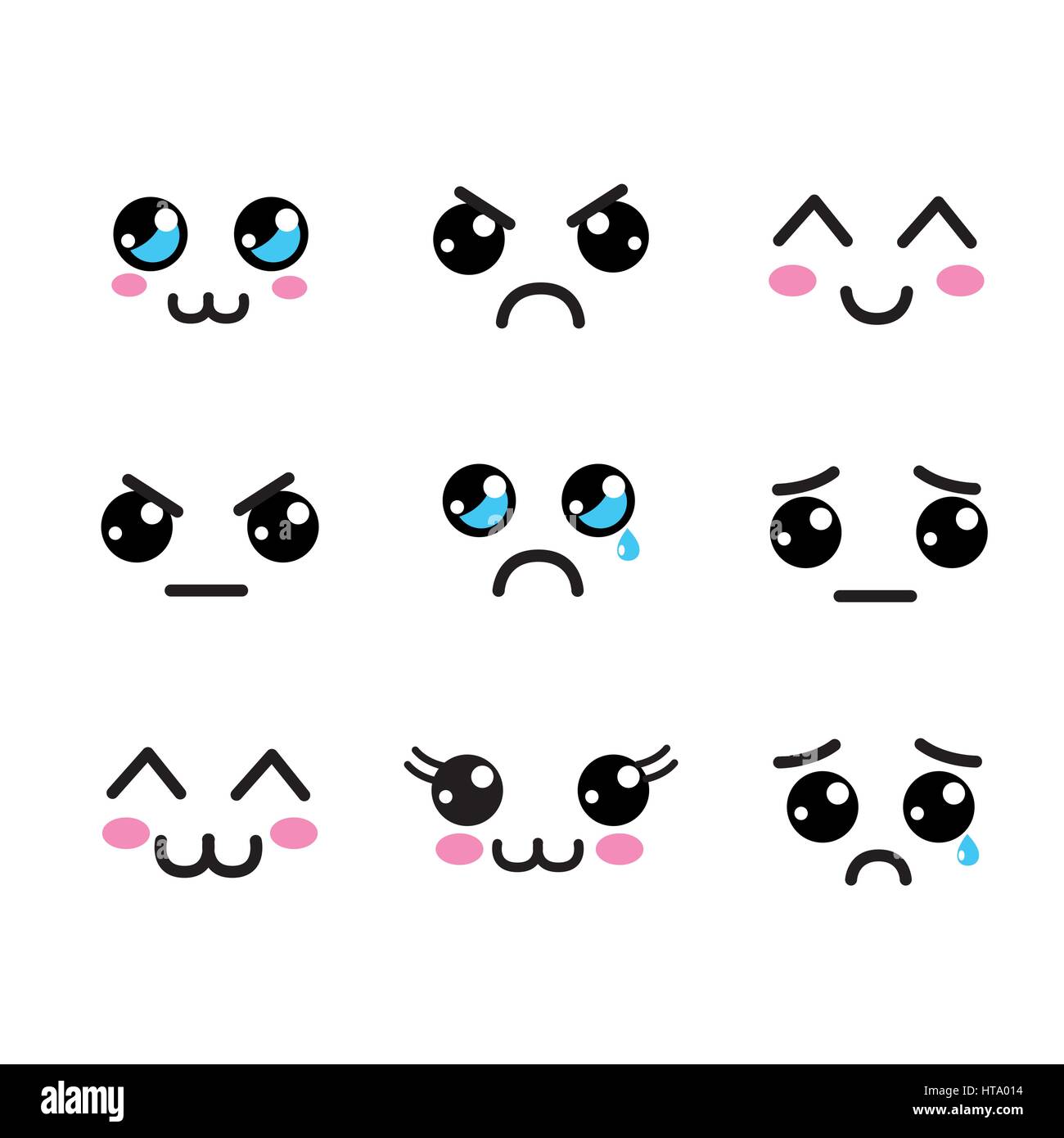 kawaii faces eyes icon Stock Vector Image & Art - Alamy