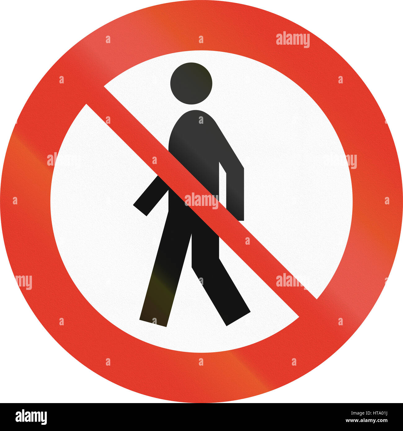 Norwegian regulatory road sign - No Pedestrians Stock Photo - Alamy