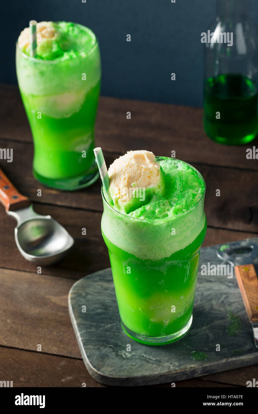 Homemade Green Ice Cream Soda Float for St. Patricks Day Stock Photo ...