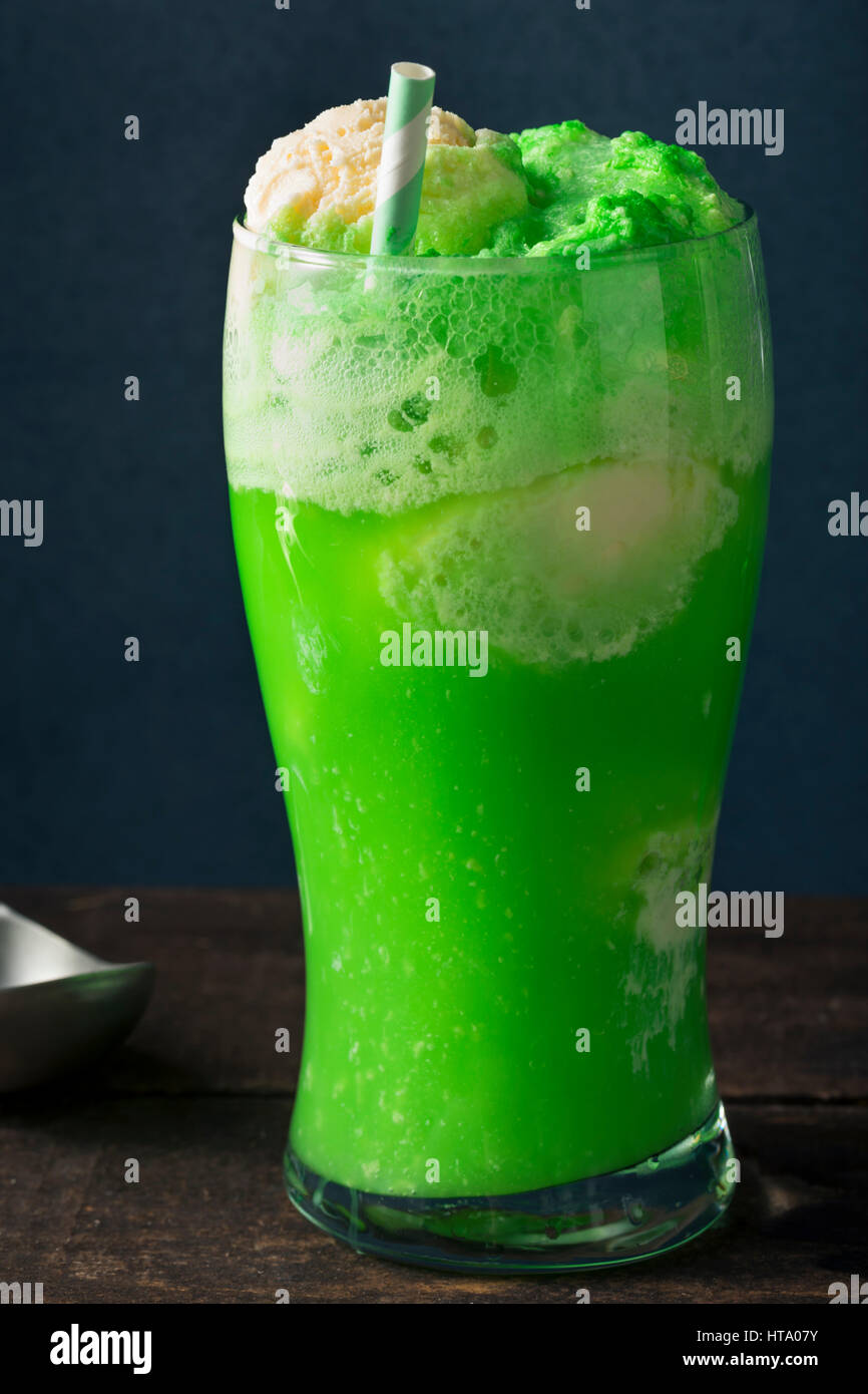 Homemade Green Ice Cream Soda Float for St. Patricks Day Stock Photo ...