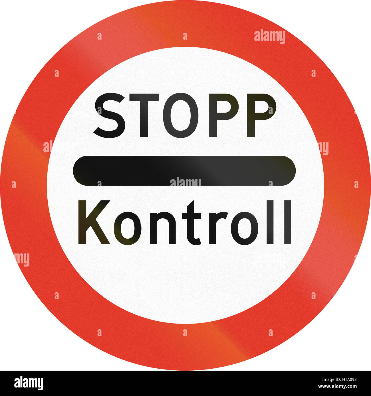 Norwegian regulatory road sign - Stop for control Stock Photo - Alamy