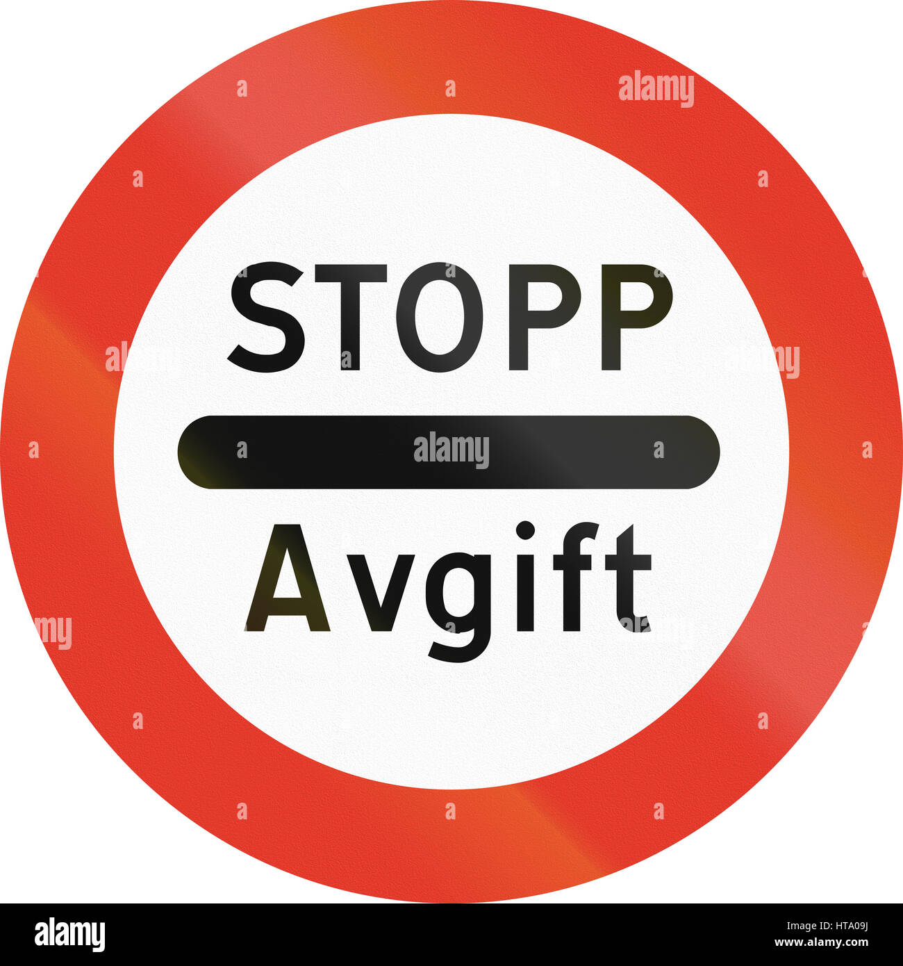 Norwegian regulatory road sign - Stop for tax Stock Photo - Alamy