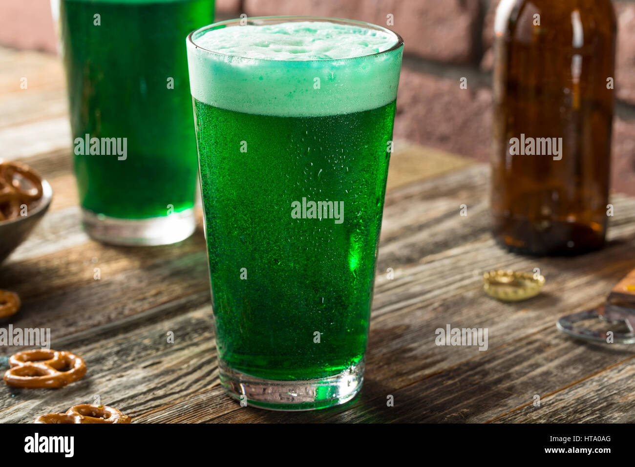Refreshing Festive Green Beer For St. Patricks Day Stock Photo - Alamy