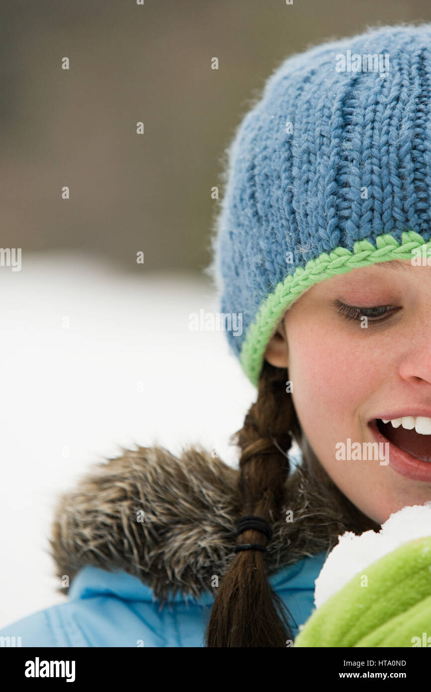 Happy cute female snowboarder hi-res stock photography and images - Alamy