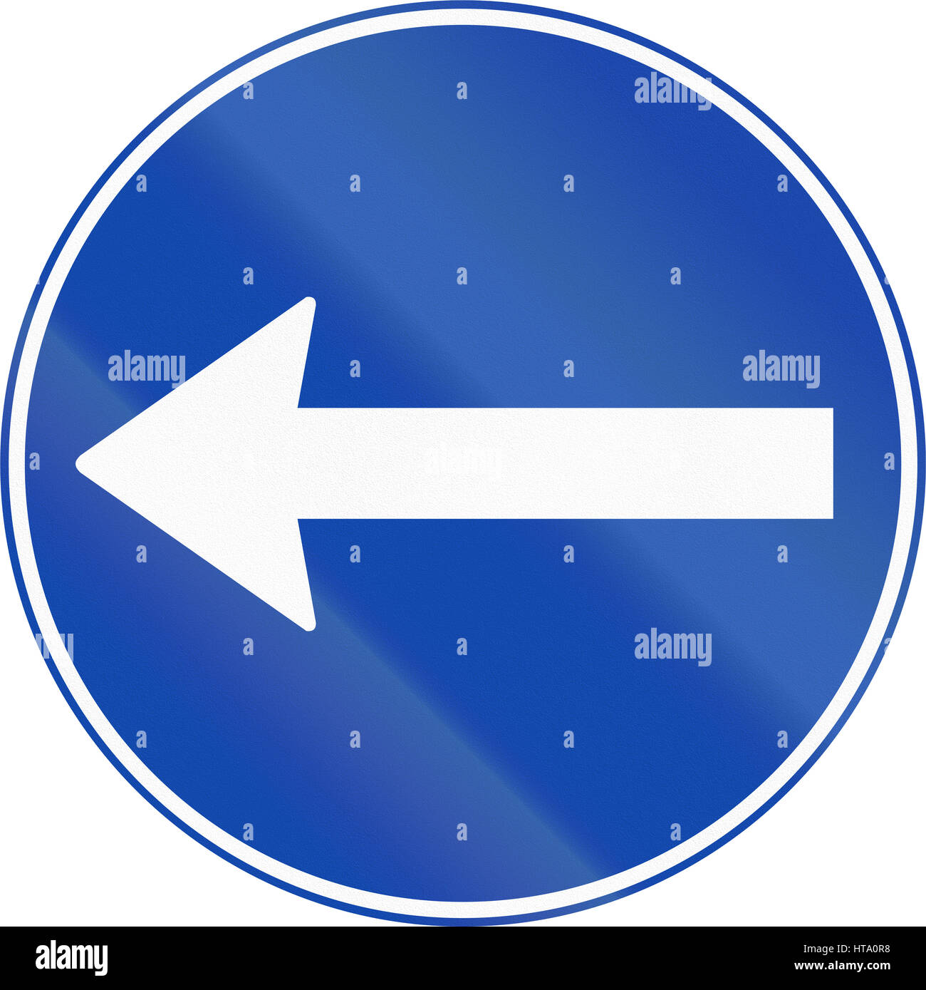 Norwegian mandatory direction sign - Turn left Stock Photo - Alamy
