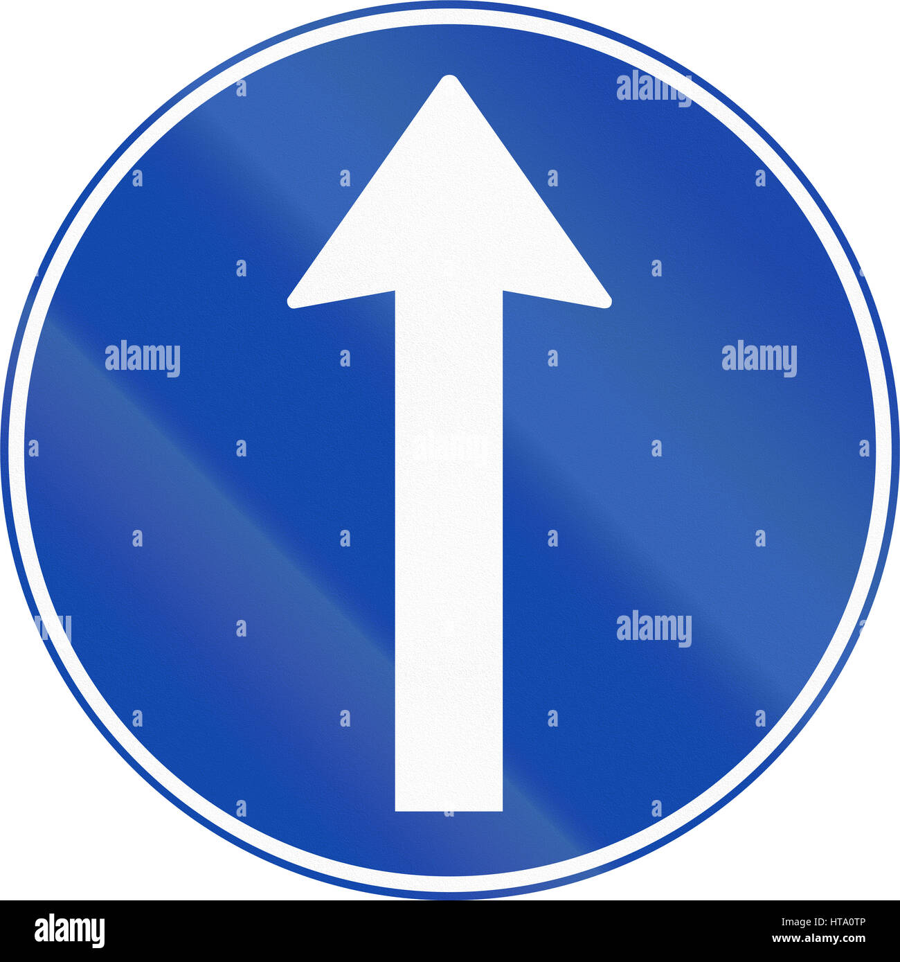 Norwegian mandatory direction sign - Go straight Stock Photo - Alamy