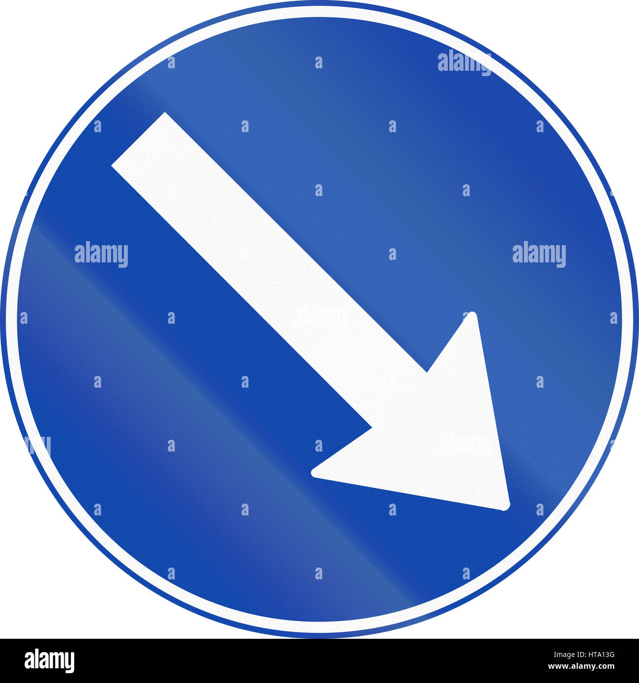 Norwegian mandatory direction sign - Keep right Stock Photo - Alamy