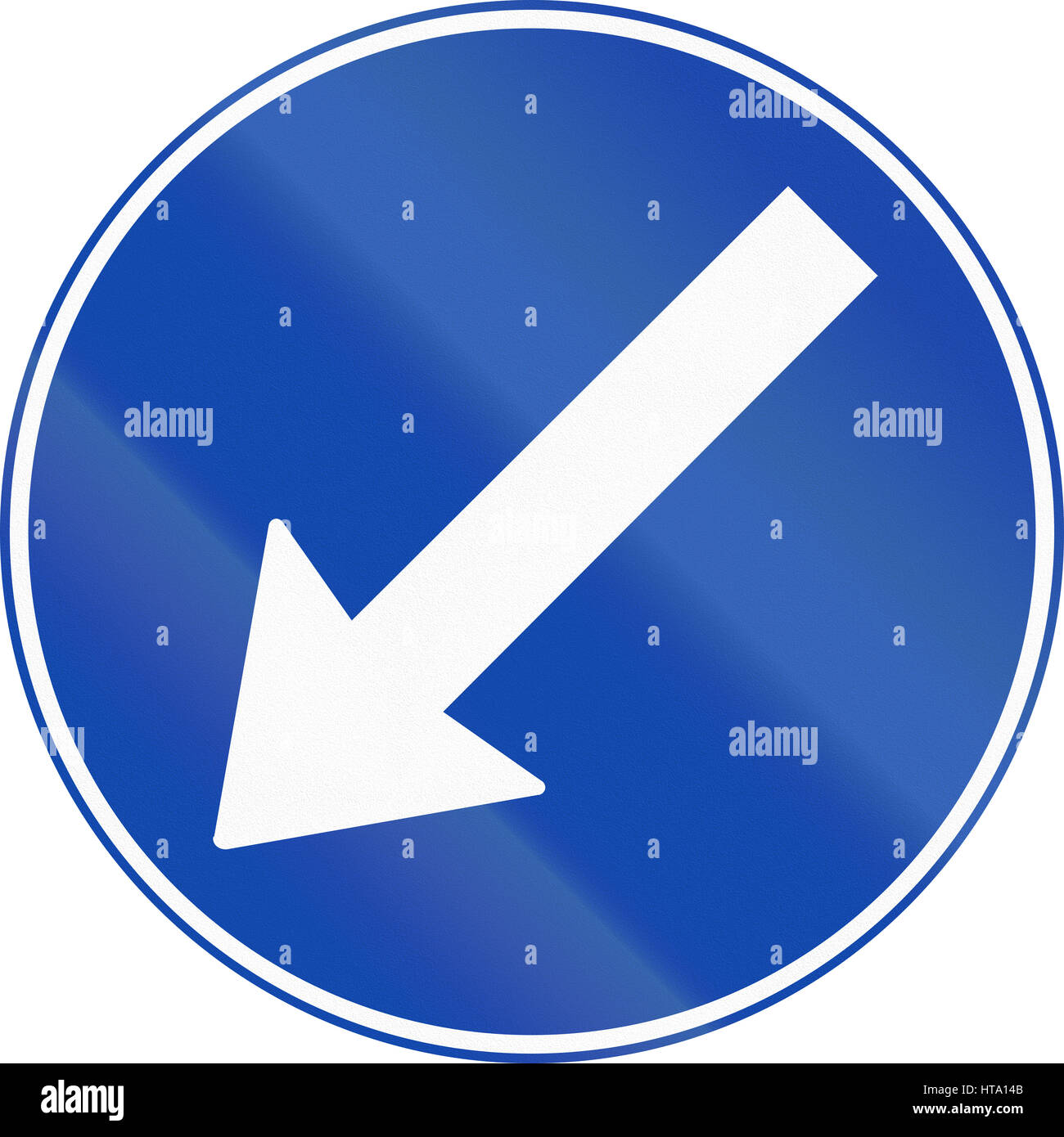 Norwegian mandatory direction sign - Keep left Stock Photo - Alamy