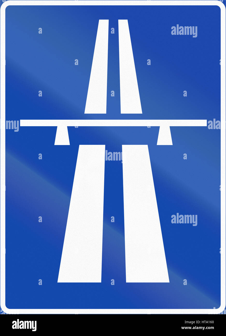Norwegian regulatory road sign - Motorway begins Stock Photo - Alamy