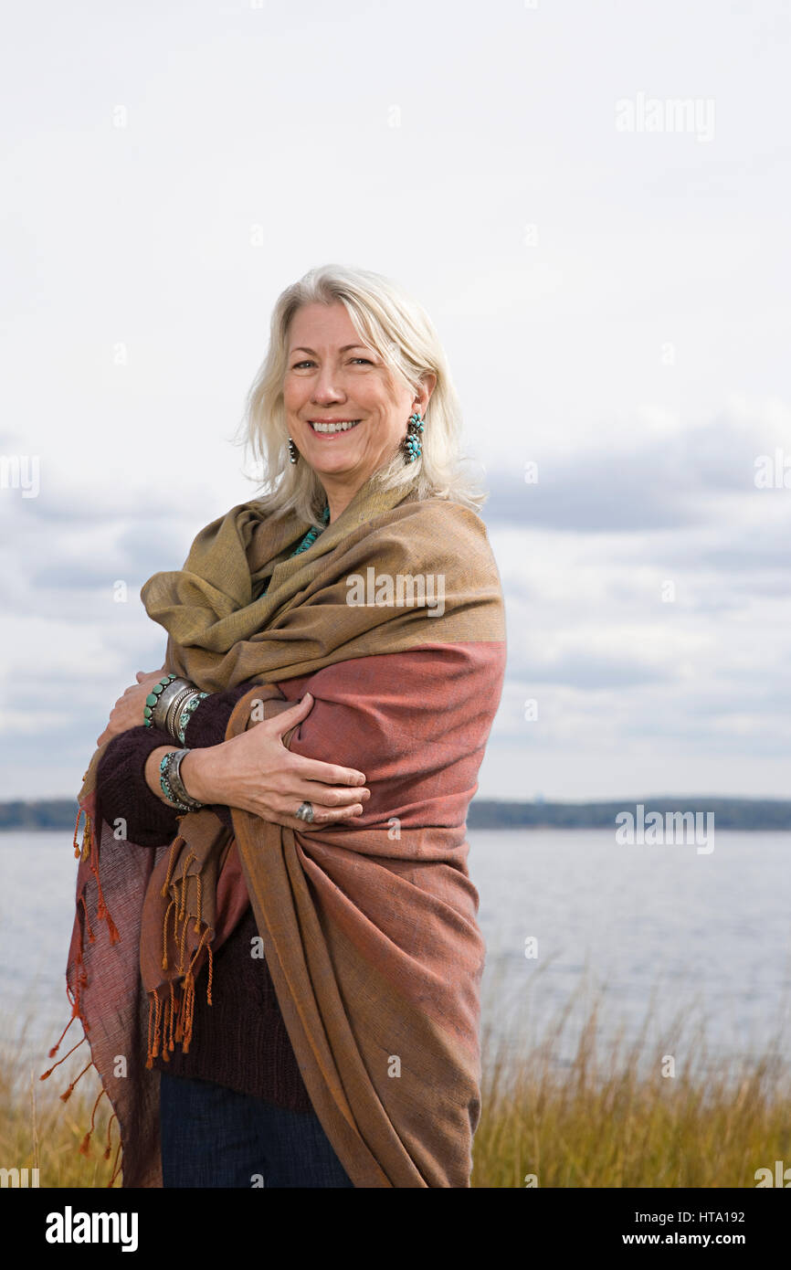 Senior woman wearing a shawl Stock Photo - Alamy