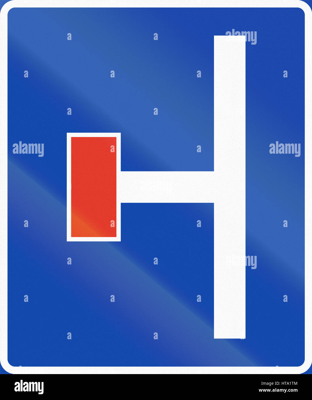 Norwegian information road sign - Dead end to the left Stock Photo - Alamy