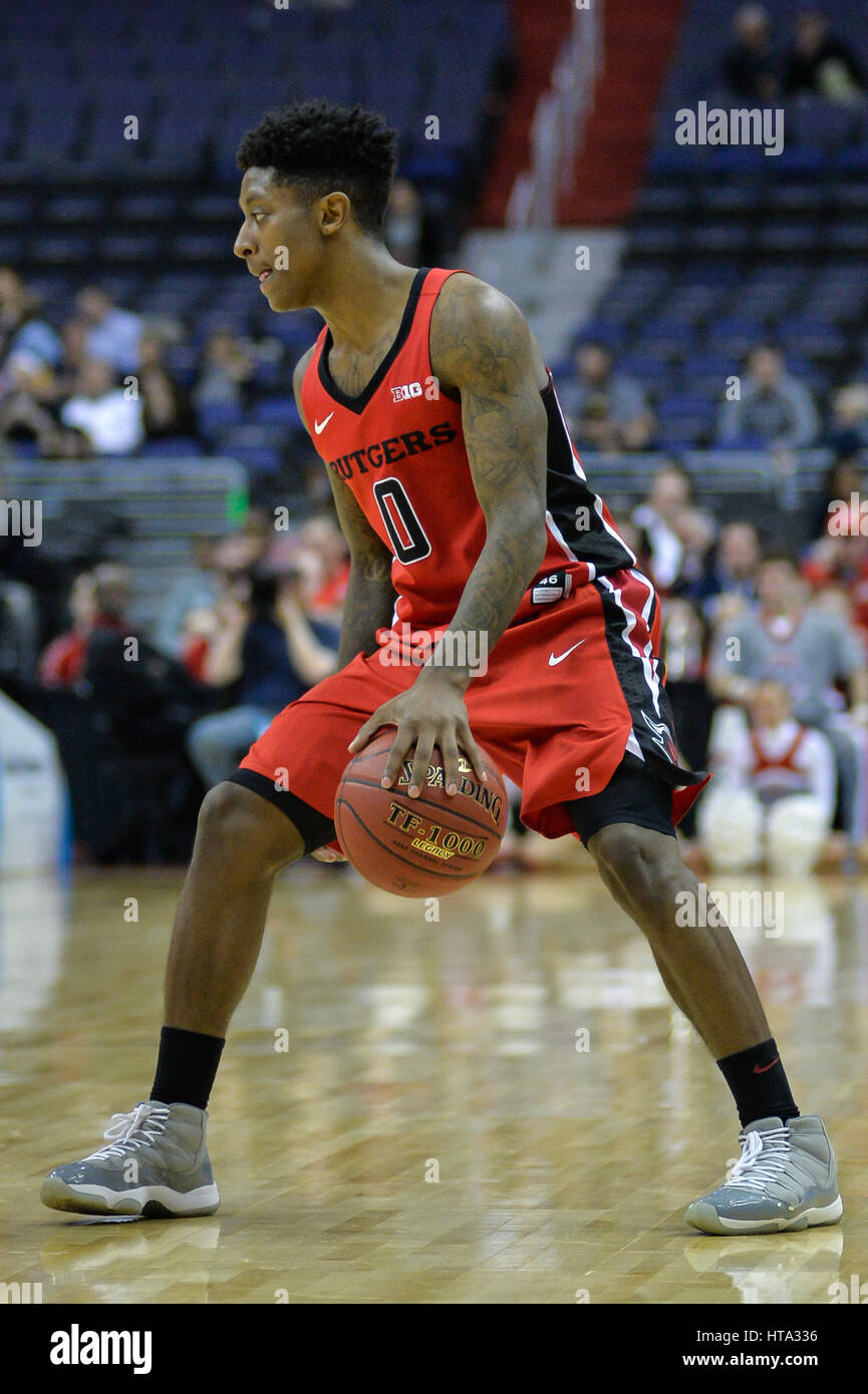 Washington, DC, USA. 8th Mar, 2017. NIGEL JOHNSON (0) dribbles between ...
