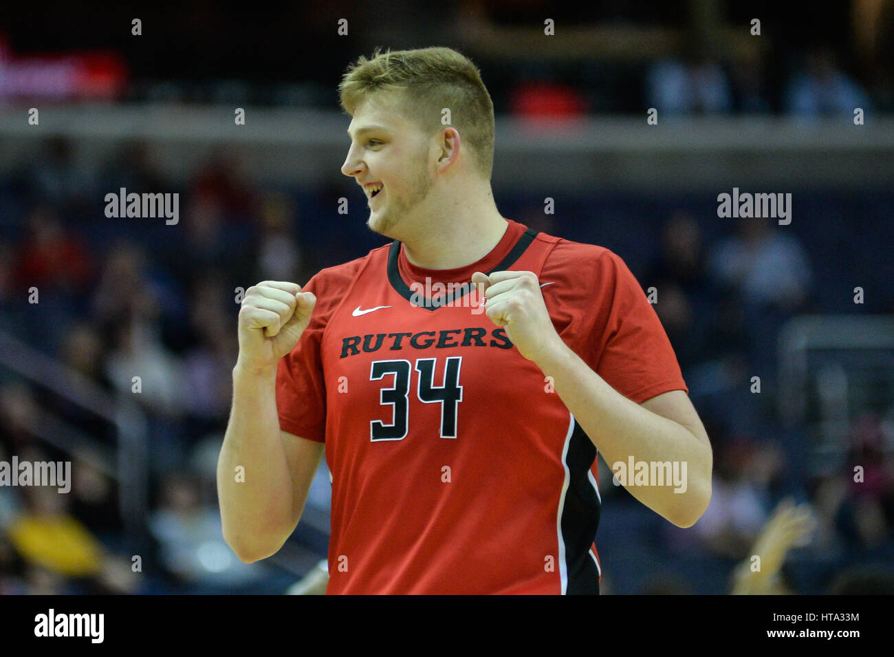 Washington, DC, USA. 8th Mar, 2017. CJ GETTYS (34) celebrates winning ...
