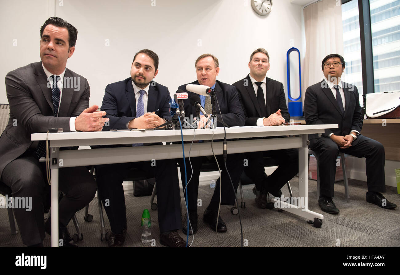 Hong Kong, China. 9th Mar, 2017. Seated L to R Francis Tourigny, Marc ...