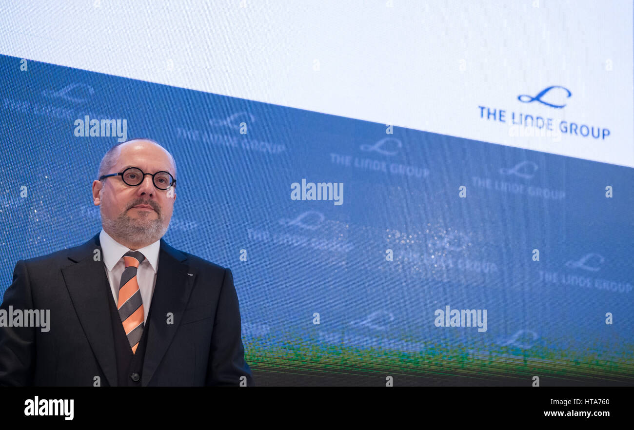 Munich, Germany. 09th Mar, 2017. Aldo Belloni, the CEO of Linde AG, at ...