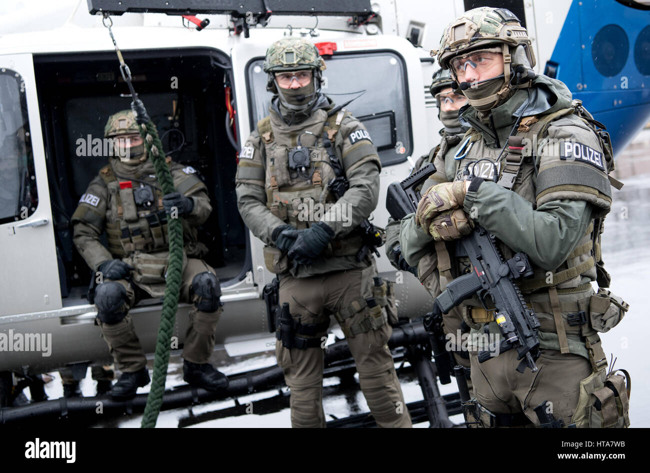 Murnau, Germany. 09th Mar, 2017. Members of the German police's Special ...
