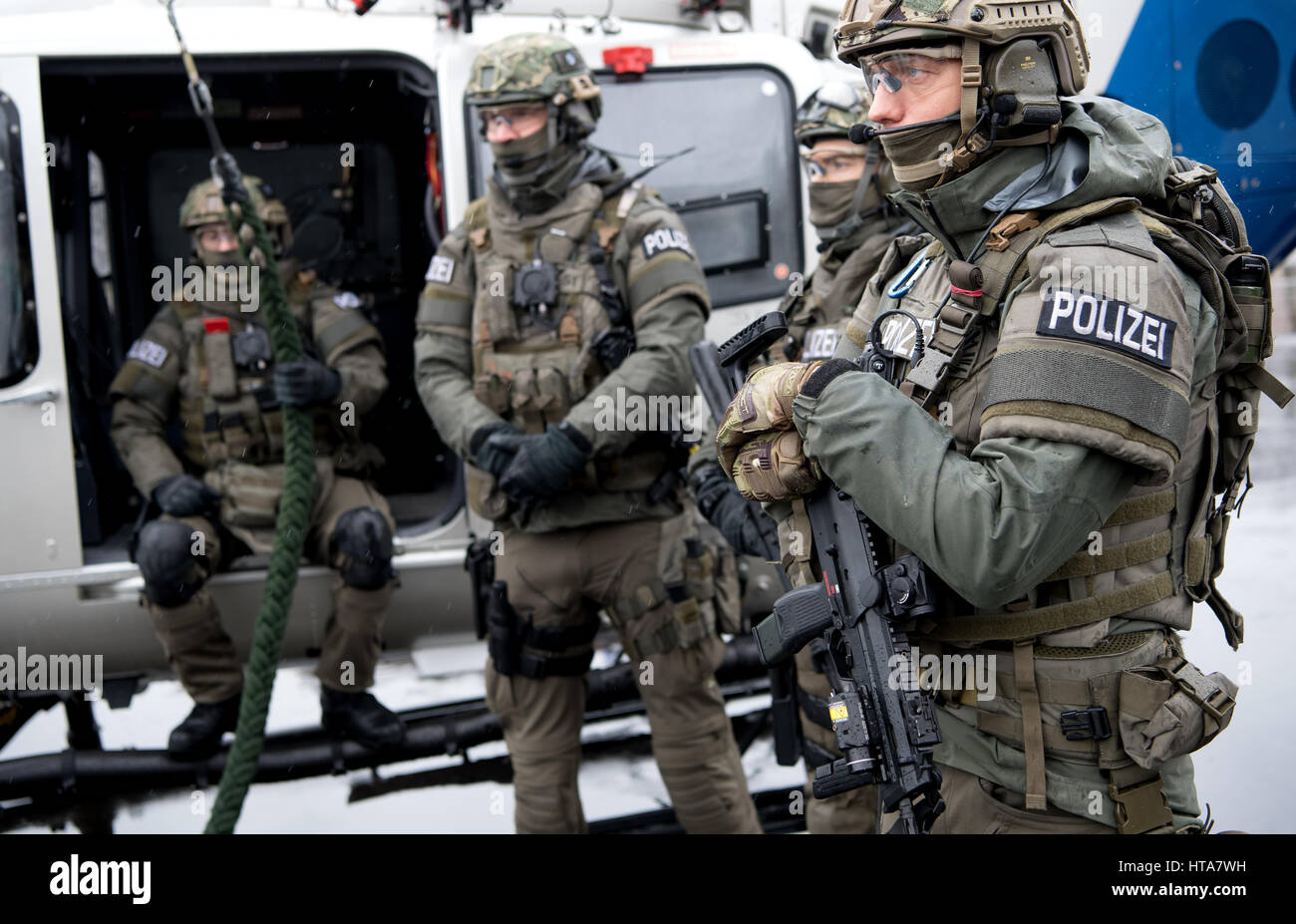 Murnau, Germany. 09th Mar, 2017. Members of the German police's Special ...