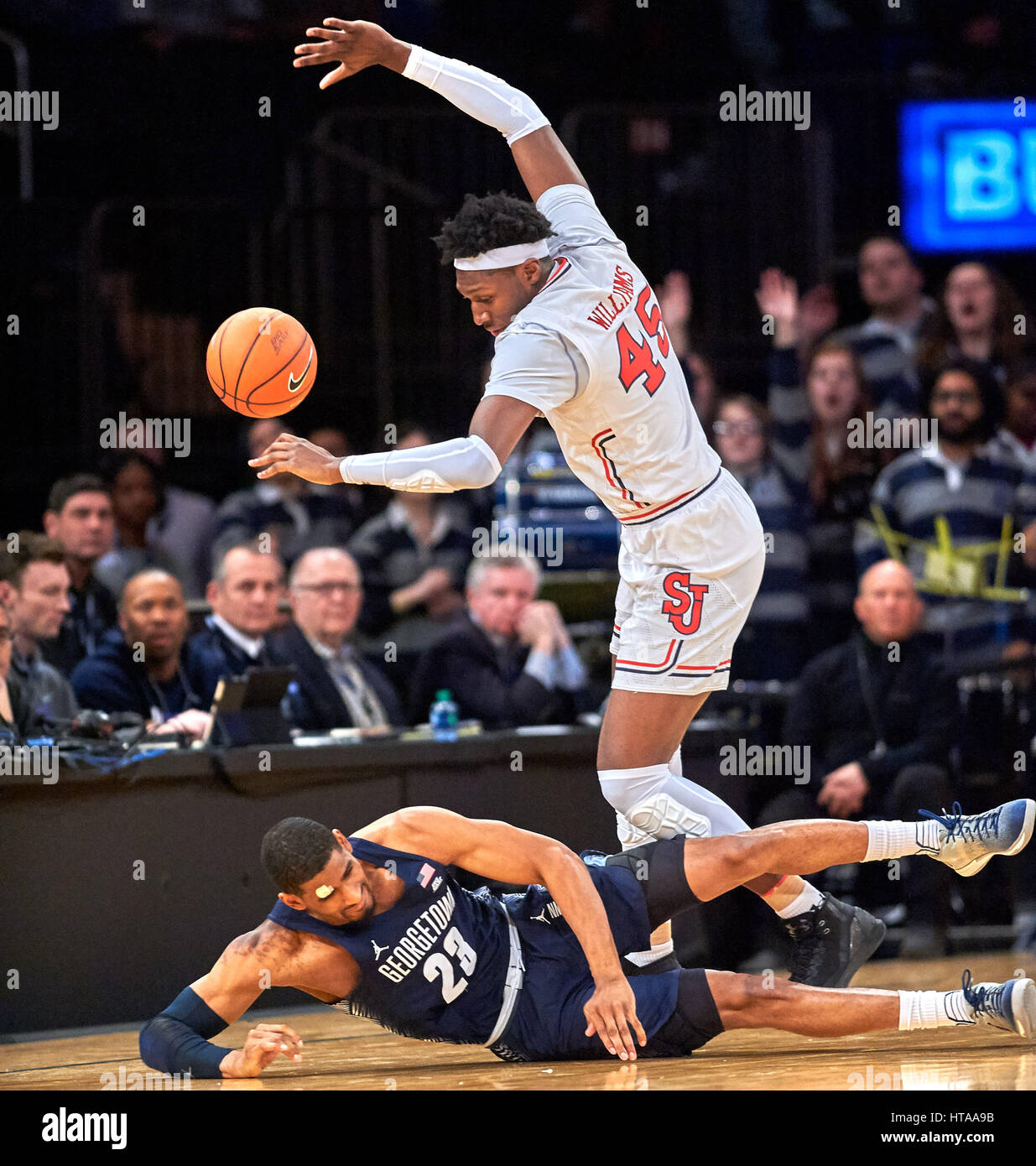 New York, USA. 8th Mar, 2017. Georgetown's guard Rodney Pryor #23 and ...