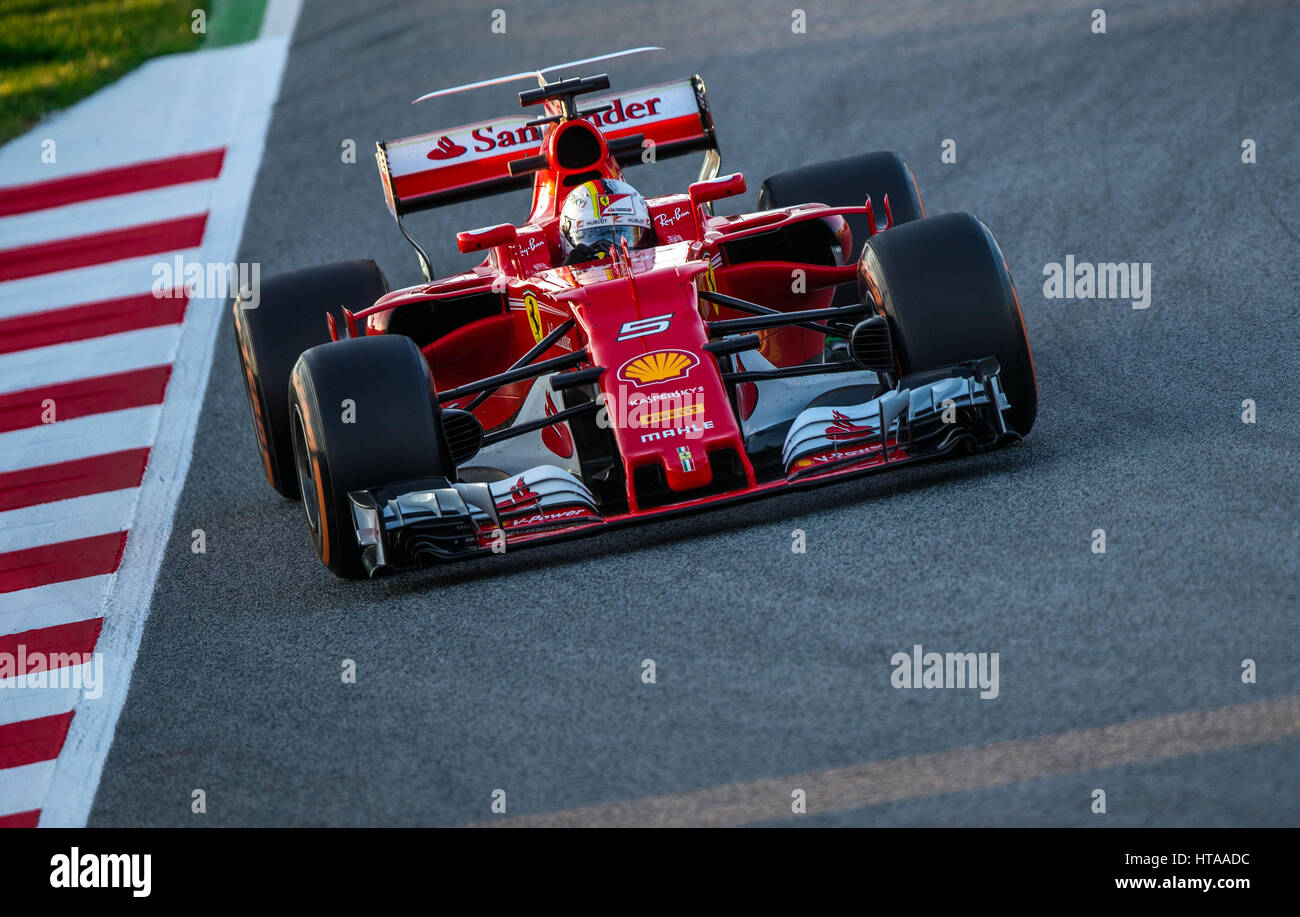 German Formula One pilot Sebastian Vettel of Ferrari in action during ...