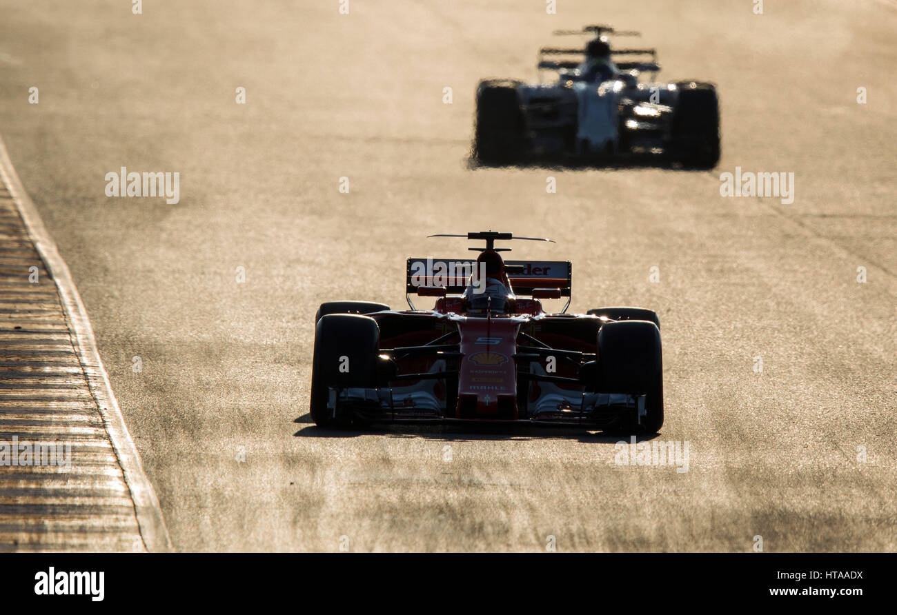German Formula One pilot Sebastian Vettel of Ferrari in action during ...