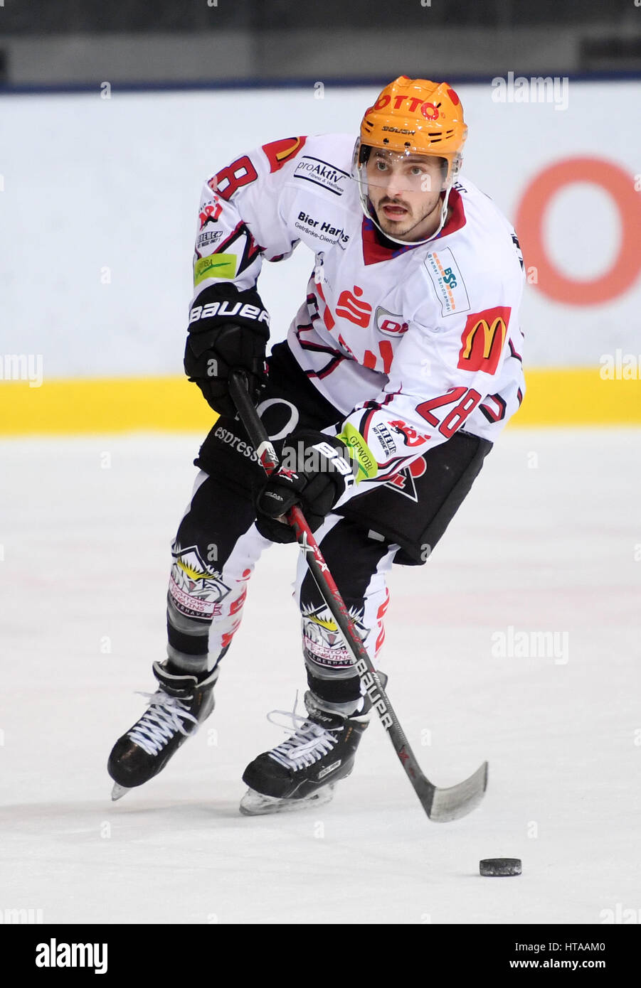 Munich, Germany. 07th Mar, 2017. Bremerhaven's Jordan George in action ...