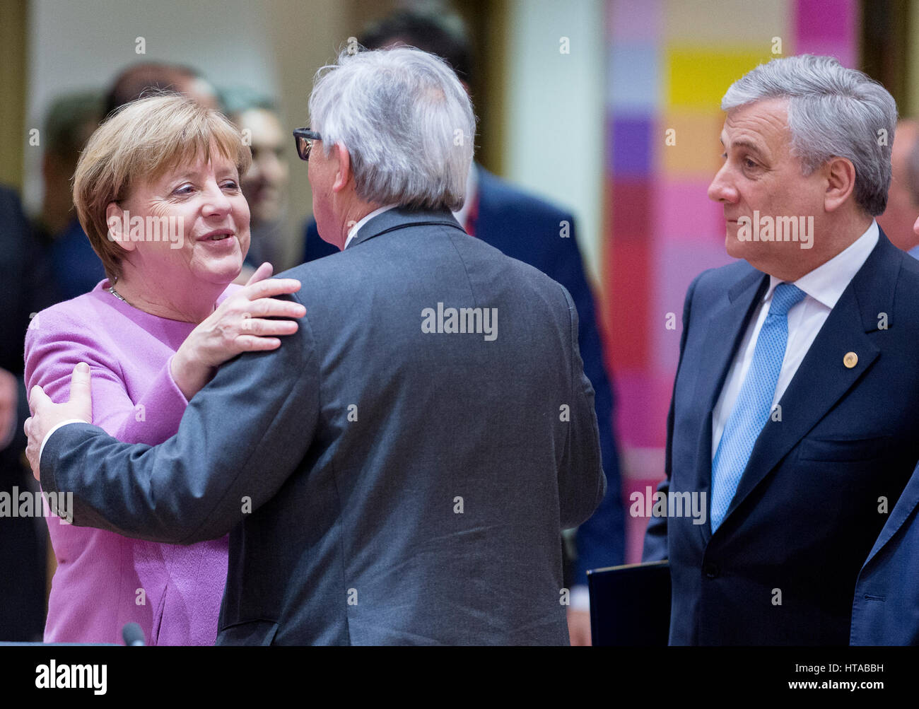 Brussels, Belgium. 9th March 2017. German Chancellor Angela Merkel (L ...