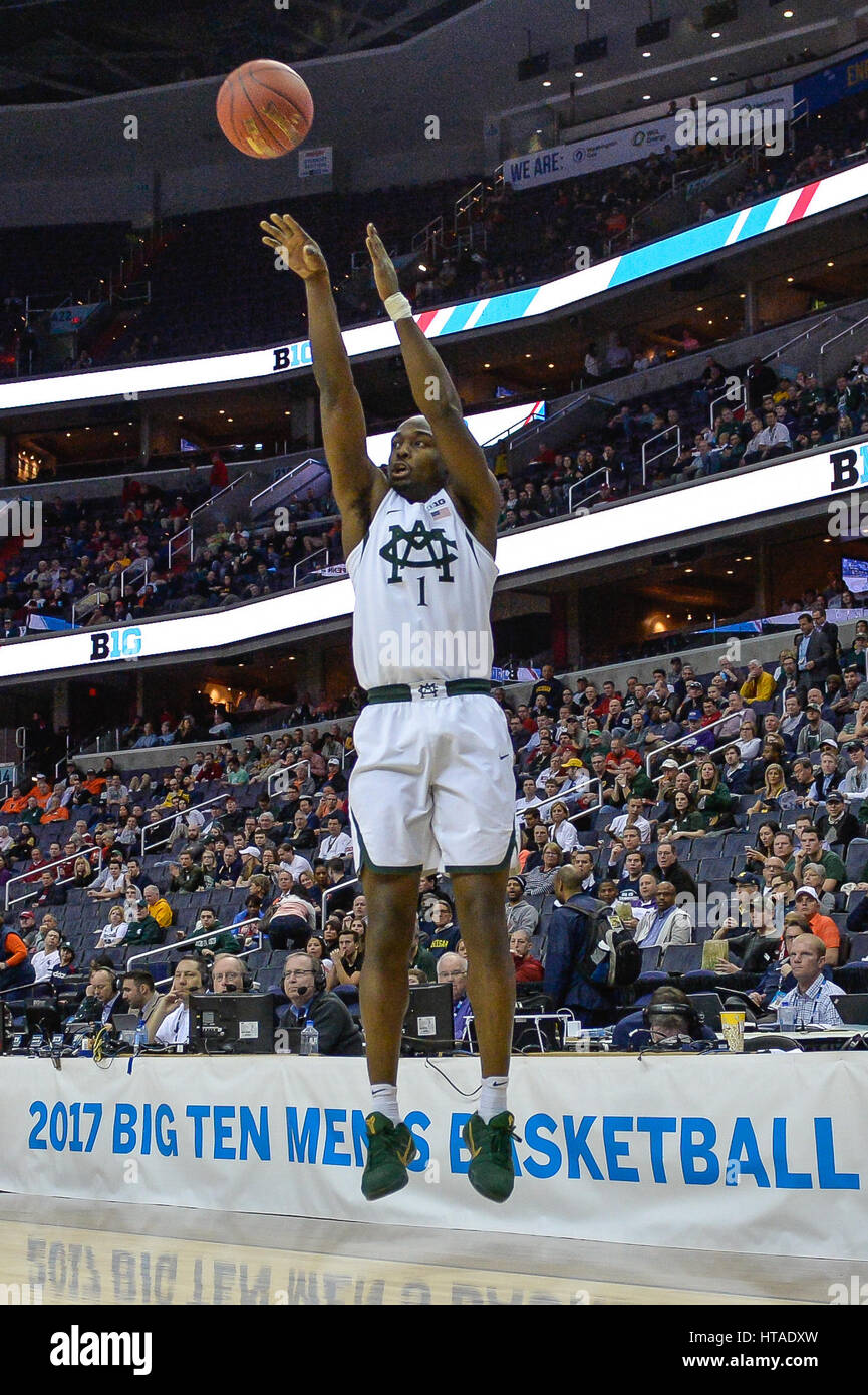 Washington, DC, USA. 9th Mar, 2017. JOSHUA LANGFORD (1) shoots a three ...
