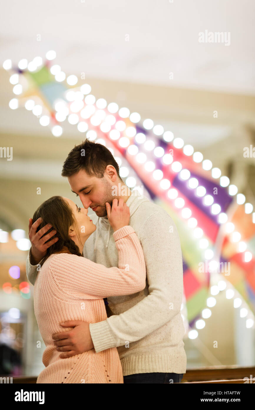 Nice woman hugging with man Stock Photo - Alamy