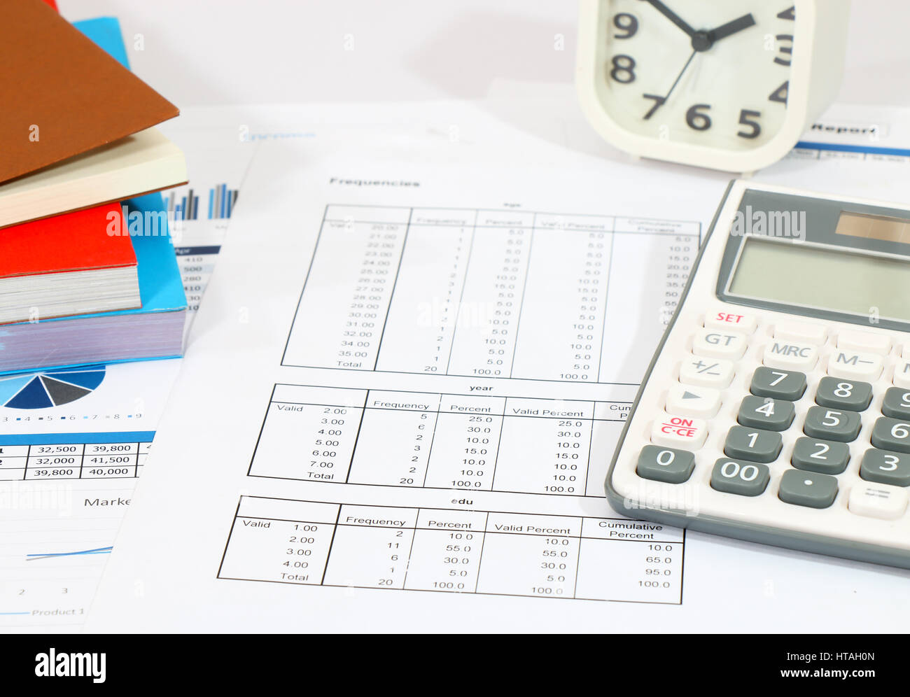closeup Image of graph and chart report on desk at the office Stock ...