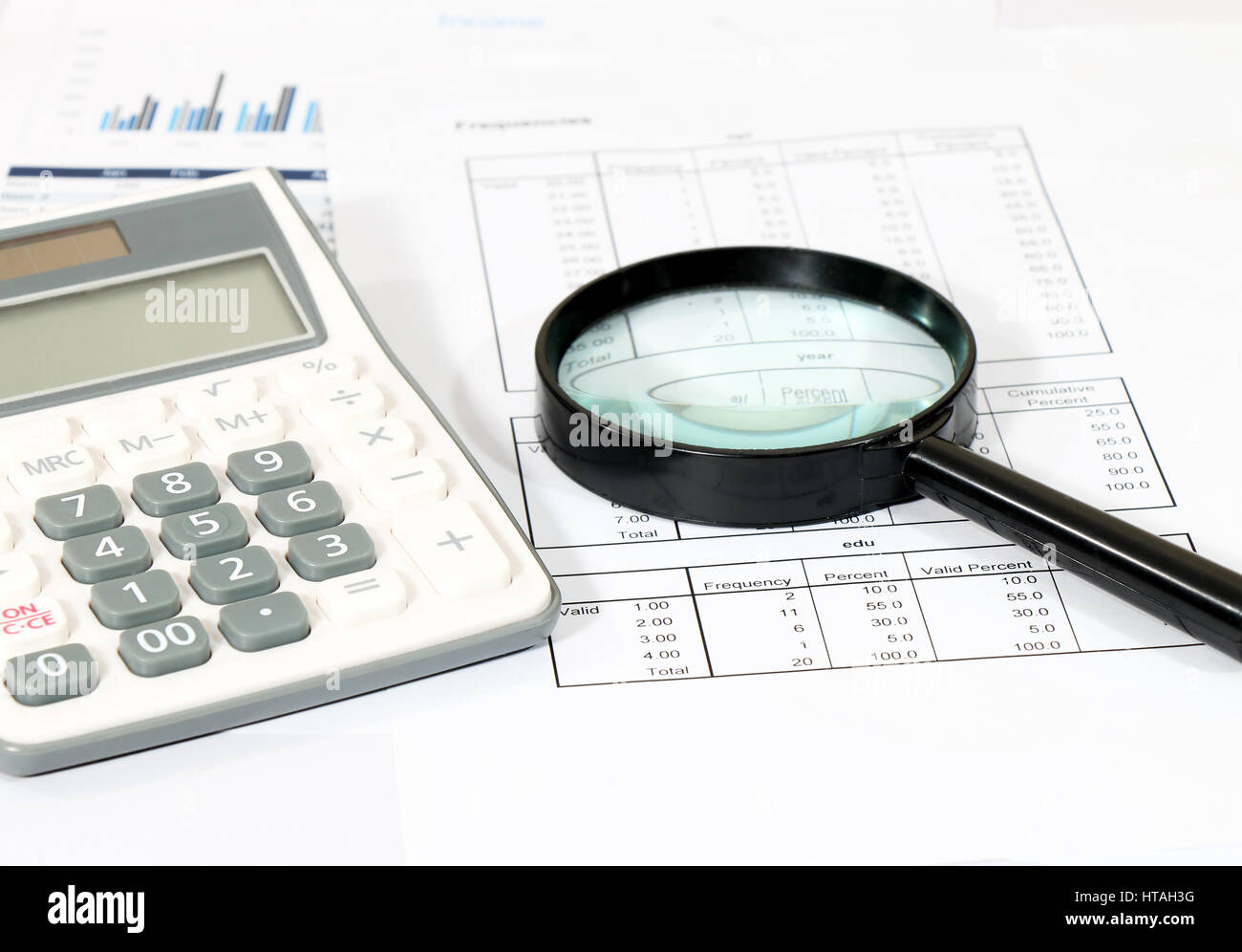 closeup Image of graph and chart report on desk at the office Stock ...