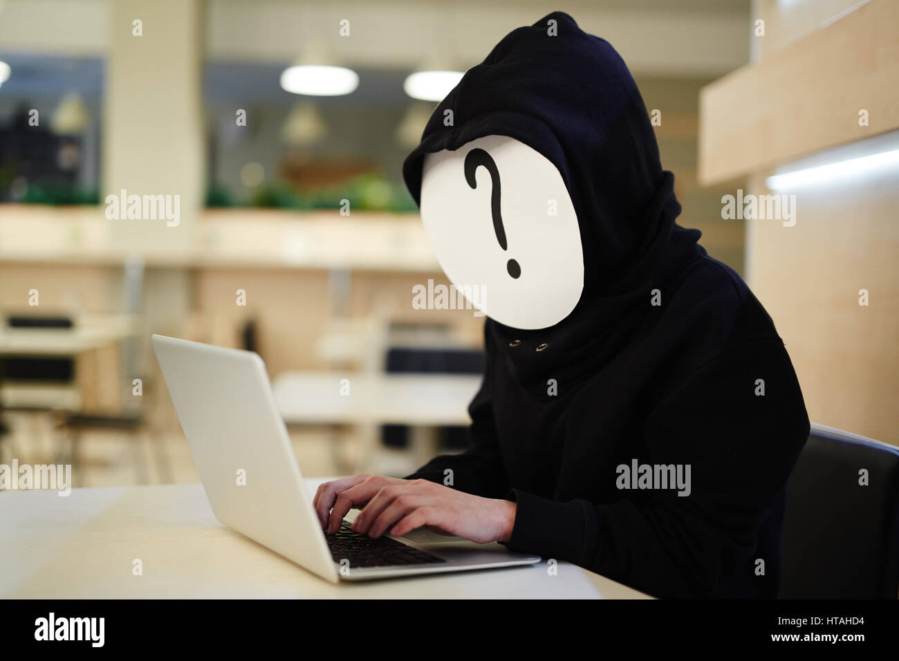 Internet security concept: anonymous hacker in question mark mask and ...
