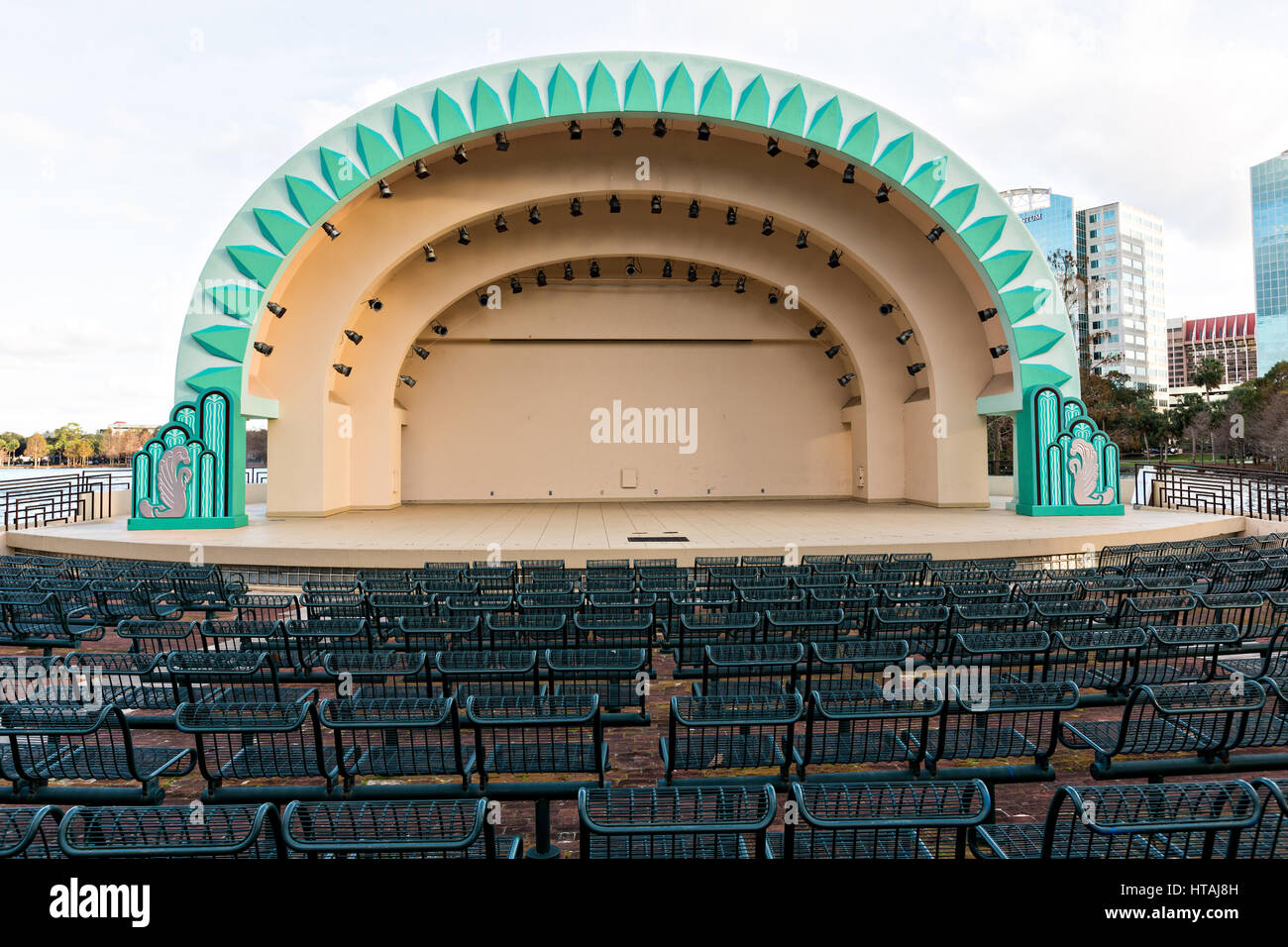 The historic Walt Disney Amphitheater at Lake Eola Park in Orlando ...