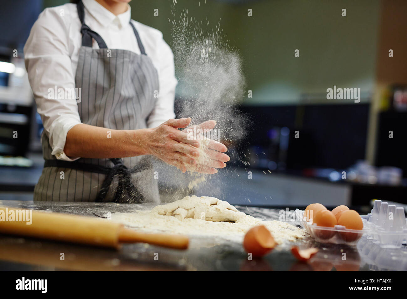 Self-employed baker making dough for pastry Stock Photo - Alamy