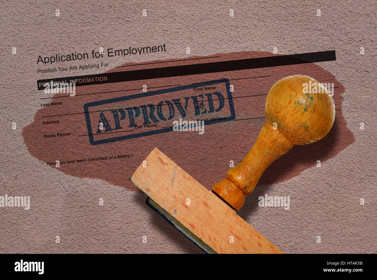 Rubber stamp and text Approved over the Job application form Stock ...