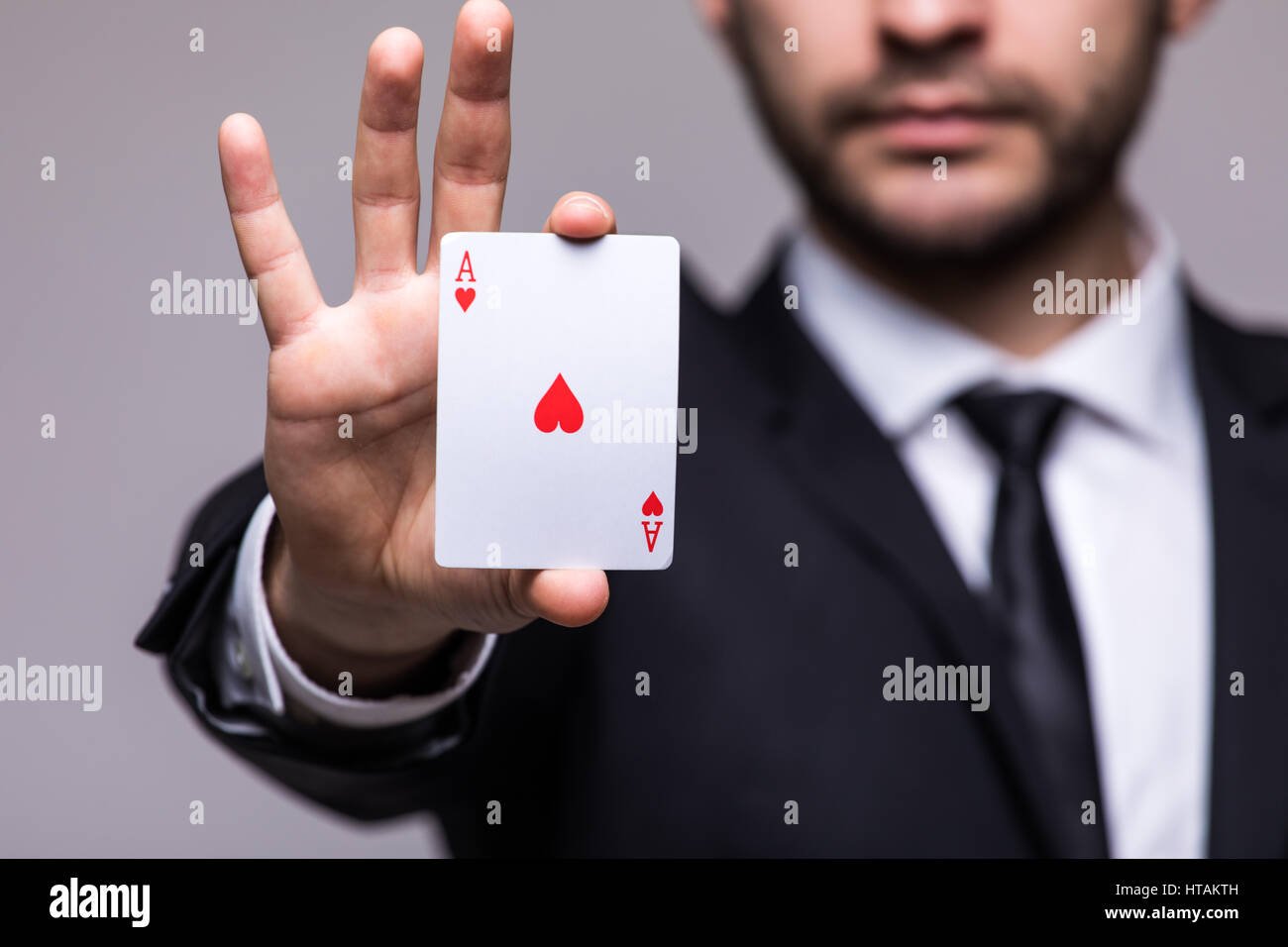 playing cards luck on grey back. focus Stock Photo - Alamy