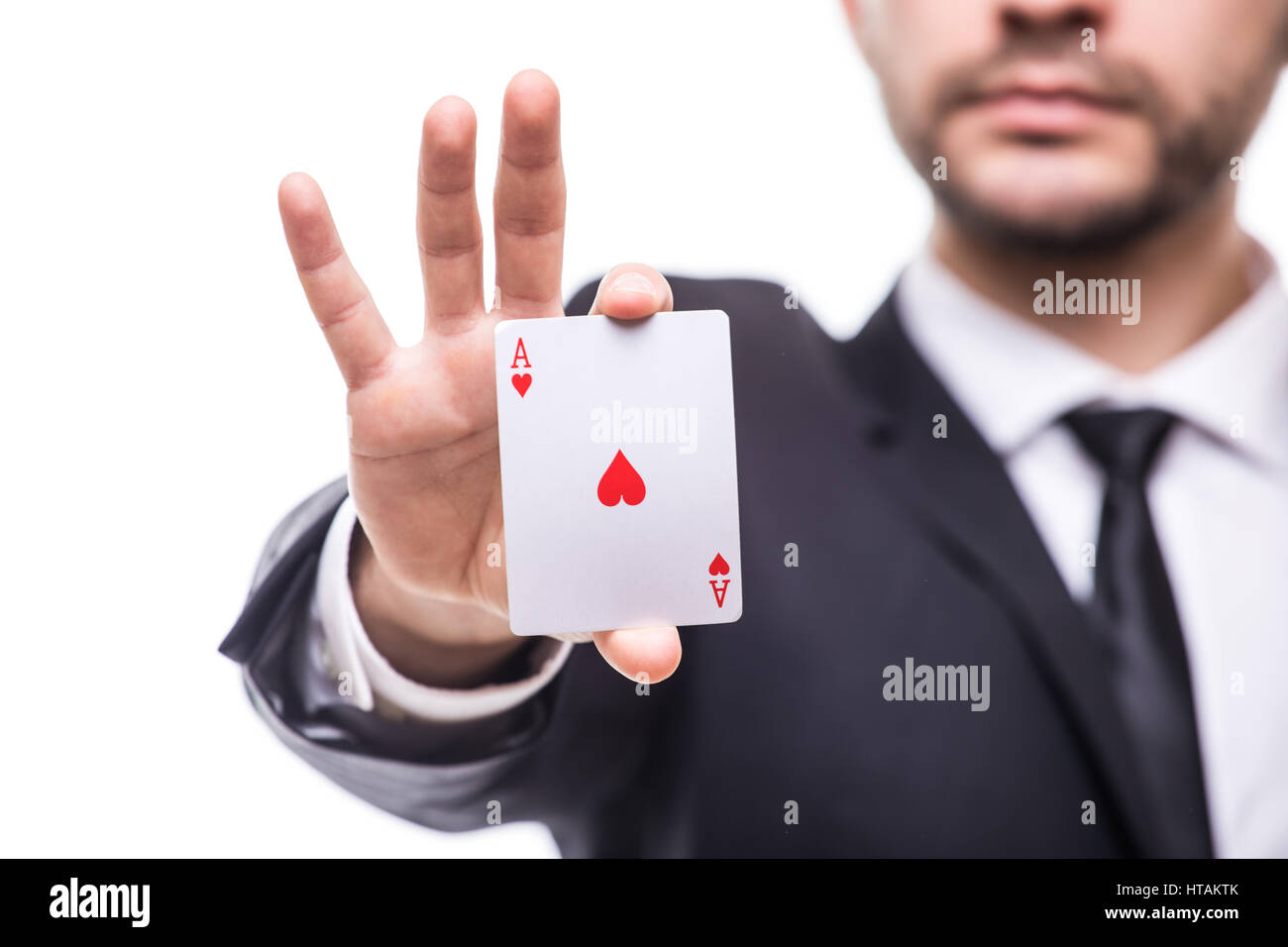 playing cards luck on white background focus Stock Photo - Alamy